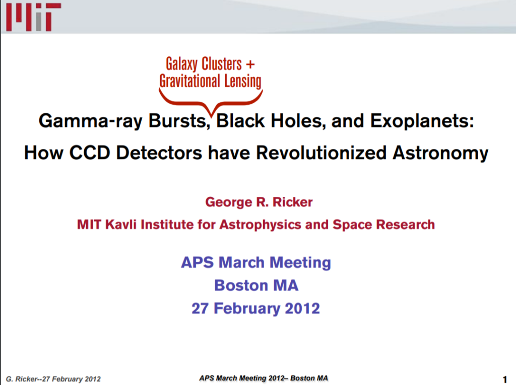 Gamma-ray bursts, black holes, exoplanets: How CCD Detectors have ...